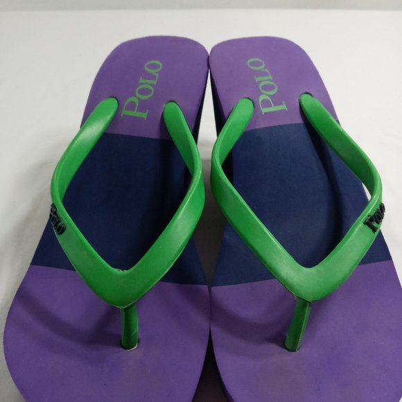 Polo Ralph Lauren | Shoes | Polo Wedge Flip Flop Purple And Green Size ...